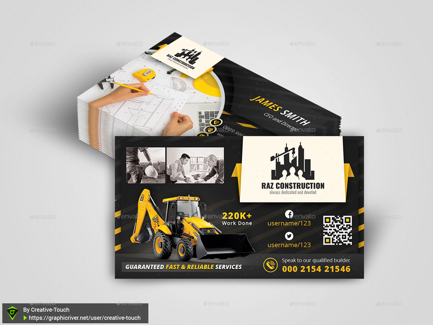 Construction Business Card, Print Templates | GraphicRiver