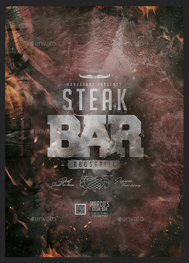 Menu Steak Bar Template, Print Templates | GraphicRiver