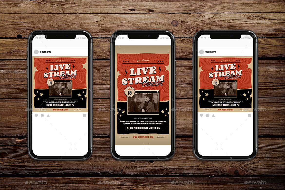 Live Stream Concert Flyer Set, Print Templates | GraphicRiver