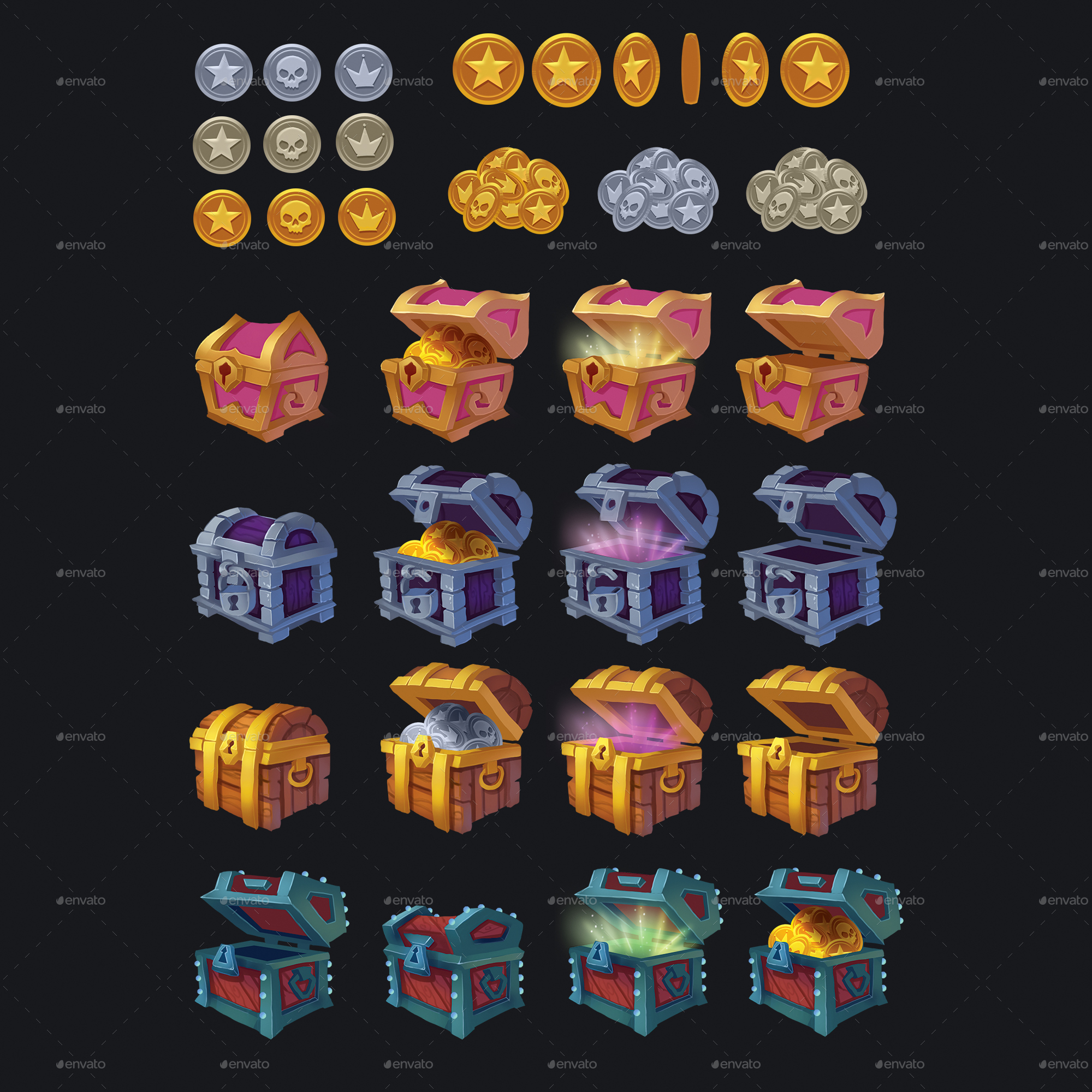 Chests & Coins, Game Assets | GraphicRiver