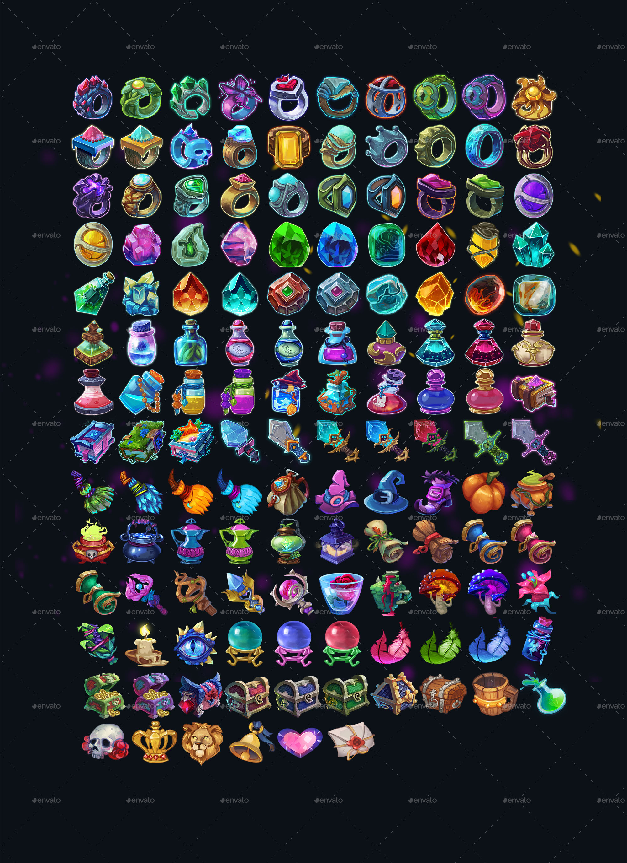 Stylized Magic Icons Pack, Game Assets | GraphicRiver