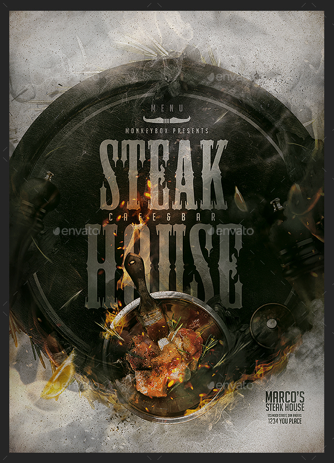 Menu Template Steak House, Print Templates | GraphicRiver