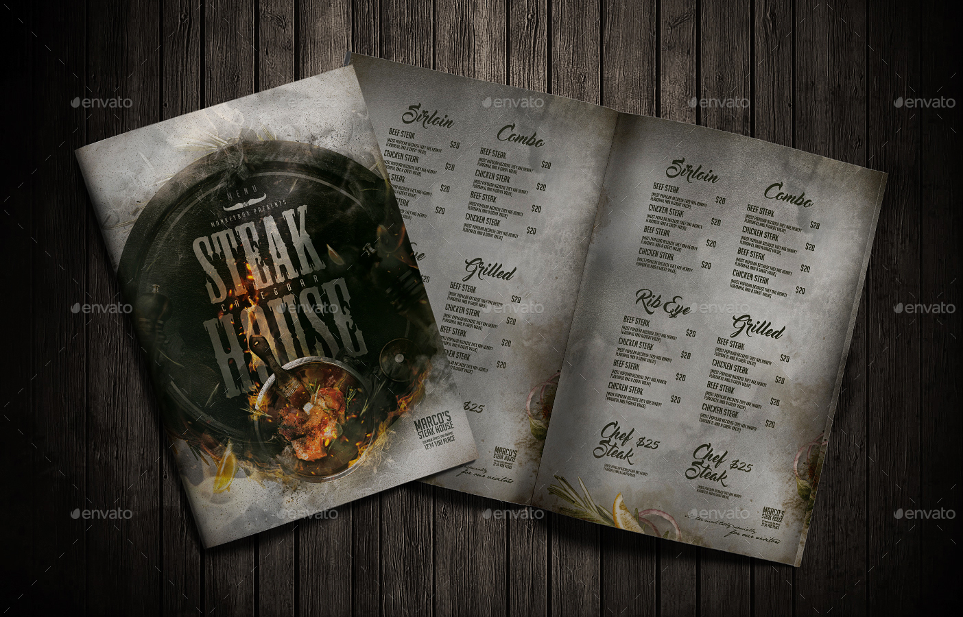 Menu Template Steak House, Print Templates | GraphicRiver