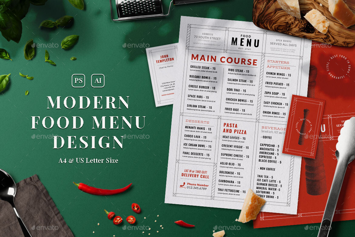 Modern Food Menu, Print Templates | GraphicRiver