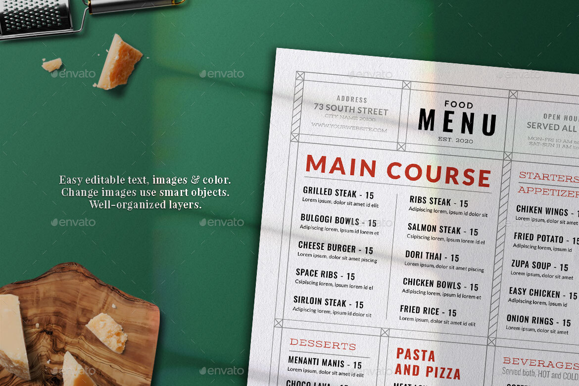 Modern Food Menu, Print Templates | GraphicRiver