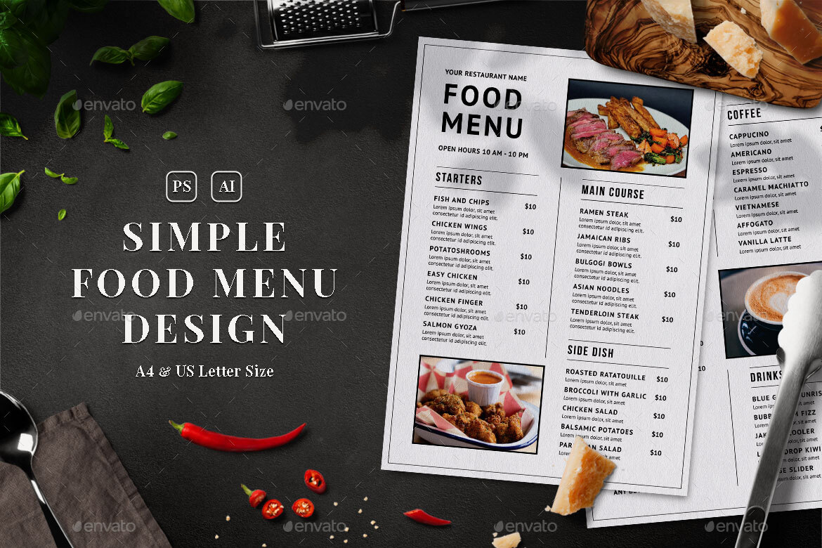 Simple Food Menu, Print Templates | GraphicRiver