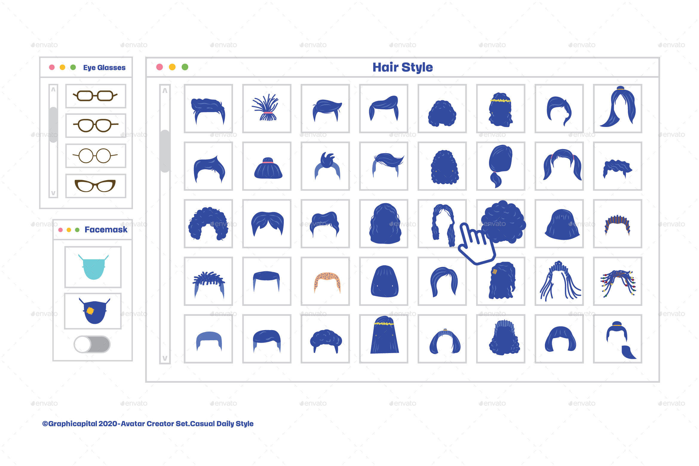 Casual Daily Style Avatar Creator Set, Vectors | GraphicRiver