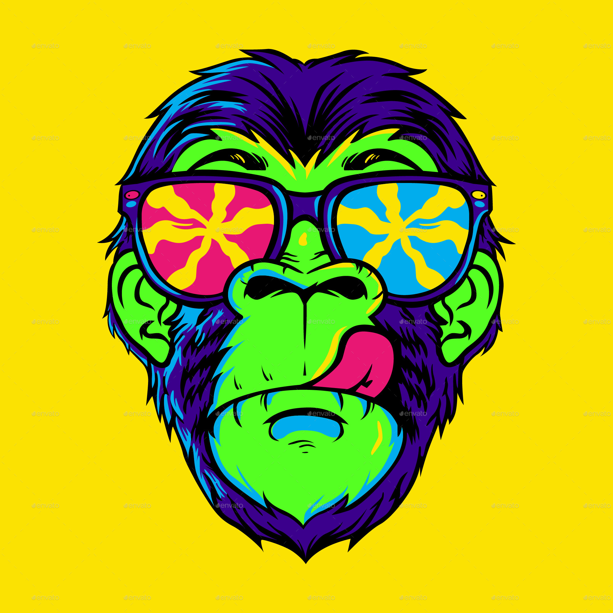 Monkey Wearing Sunglasses, Vectors | GraphicRiver