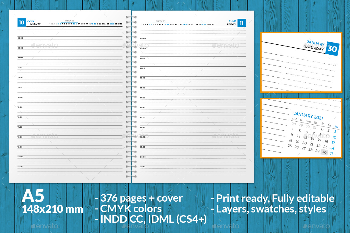 Daily Planner 2021, Print Templates | GraphicRiver