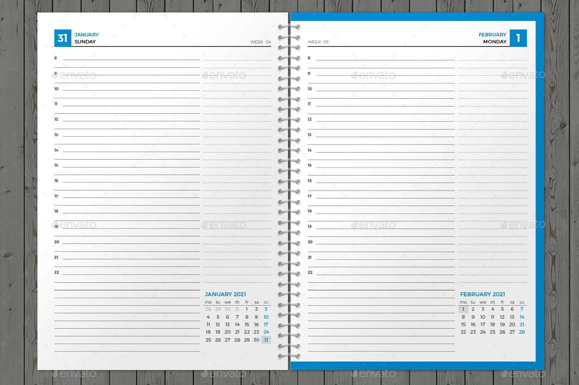 Daily Planner 2021, Print Templates | GraphicRiver
