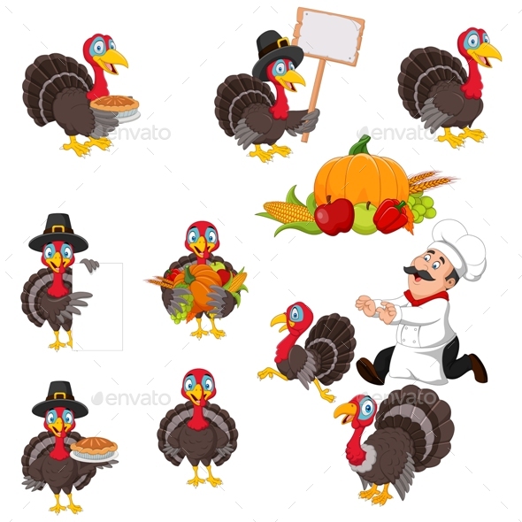 Thanksgiving Cartoon Turkey, Vectors | GraphicRiver