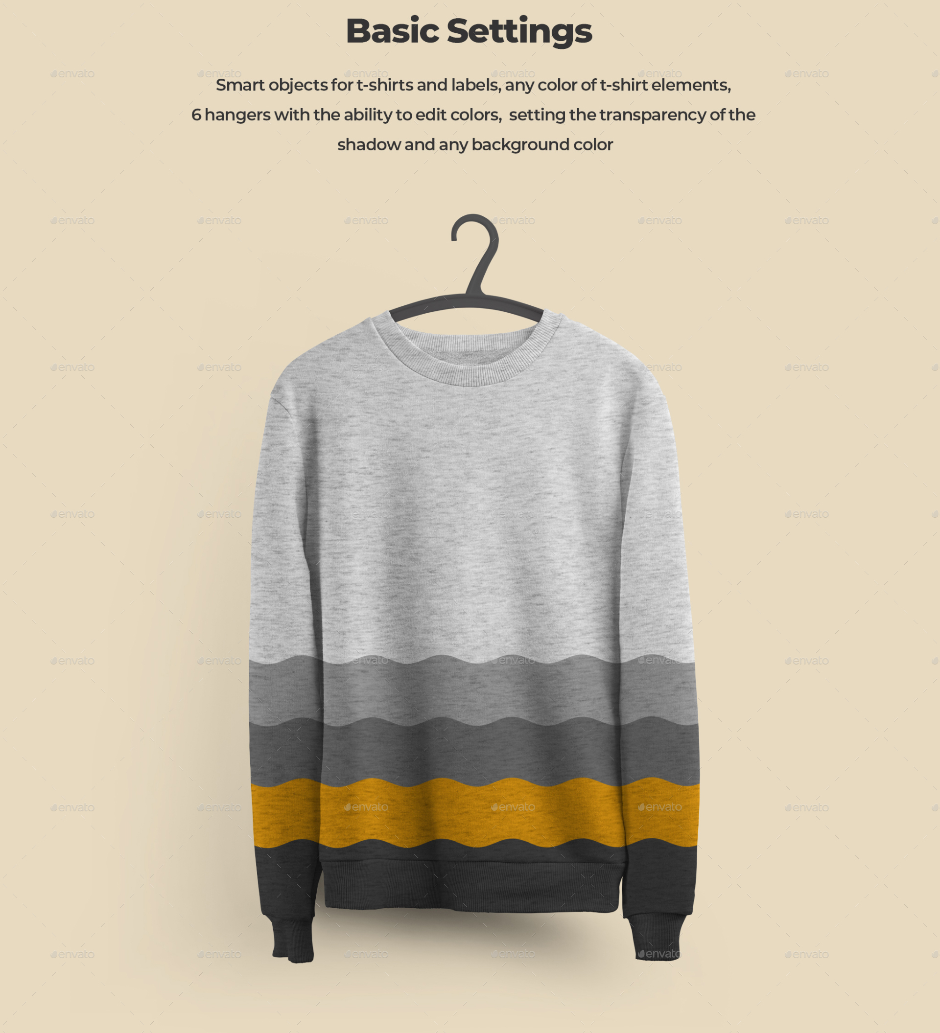 Front and Back Sweatshirt Mockup On 6 Different Hangers, Graphics ...