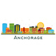 Anchorage Alaska City Skyline with Color Buildings Isolated on White ...