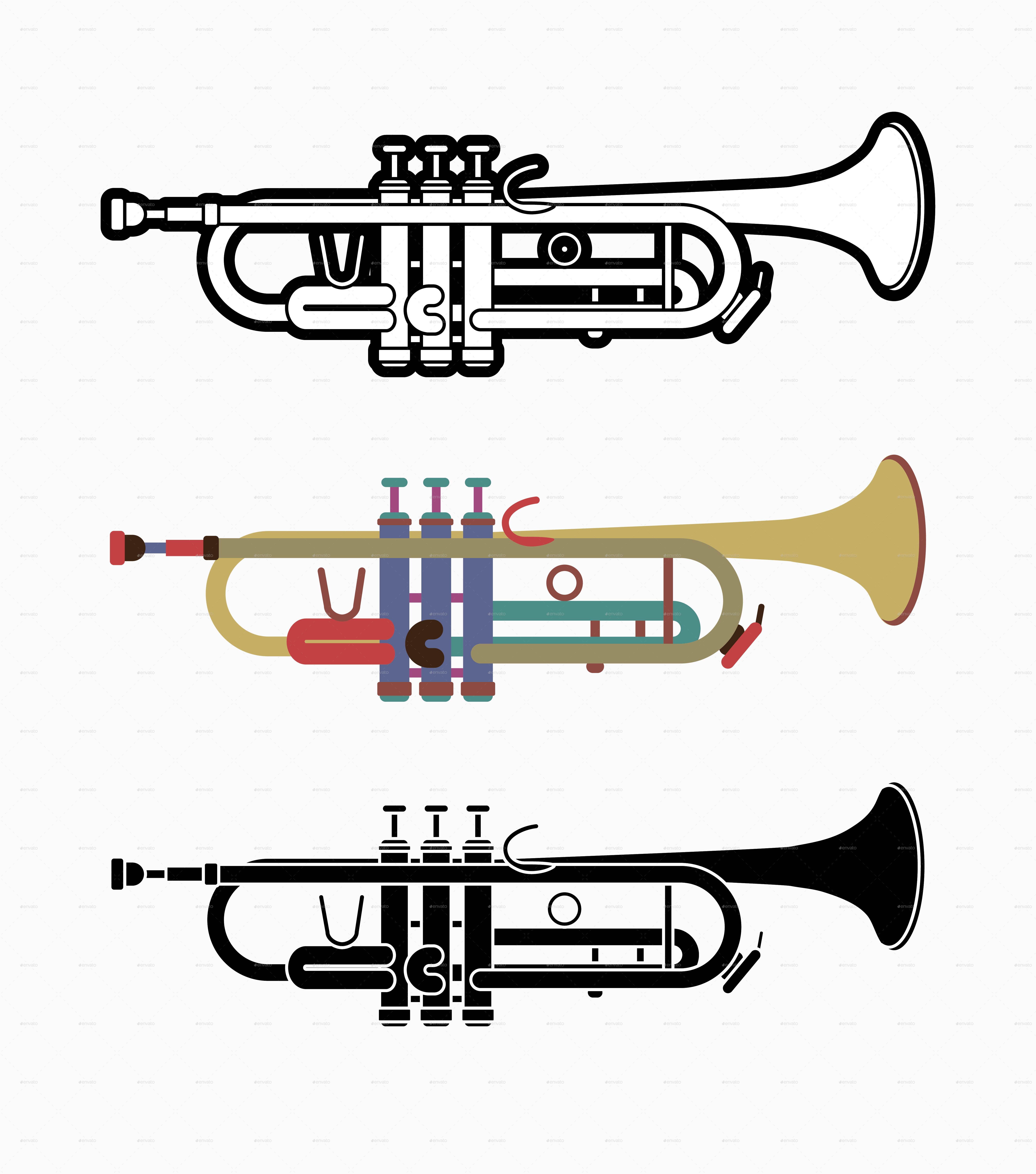 Trumpet Instrument, Vectors | GraphicRiver