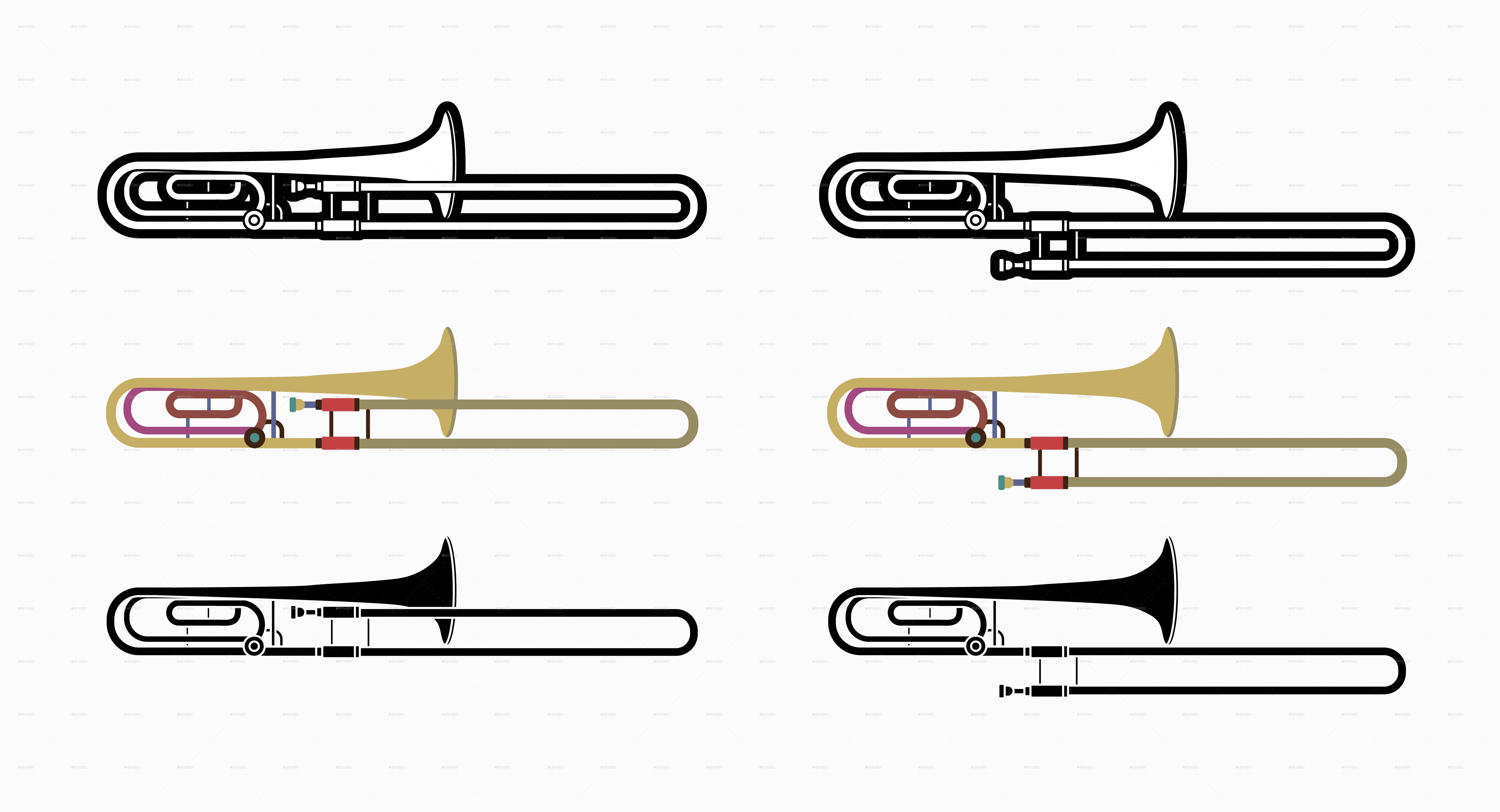 Trombone Instrument, Vectors | GraphicRiver