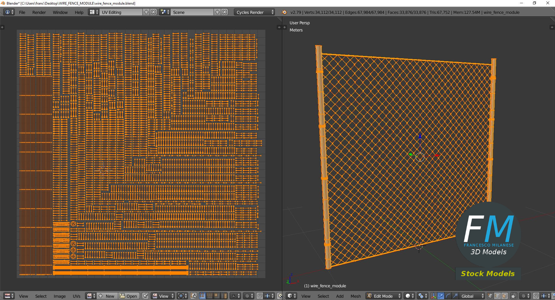 Wire fence module by FrancescoMilanese85 | 3DOcean