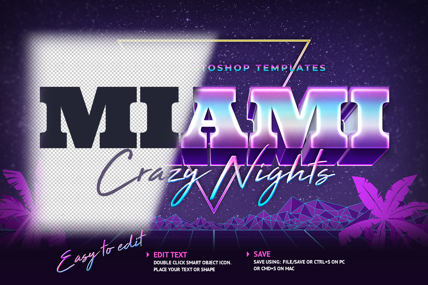 Miami - 80s Retro Text Effect, Add-ons | GraphicRiver