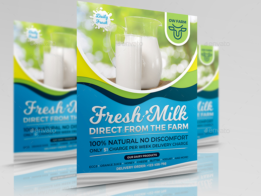 Farm Fresh Milk Advertising Bundle, Print Templates | GraphicRiver