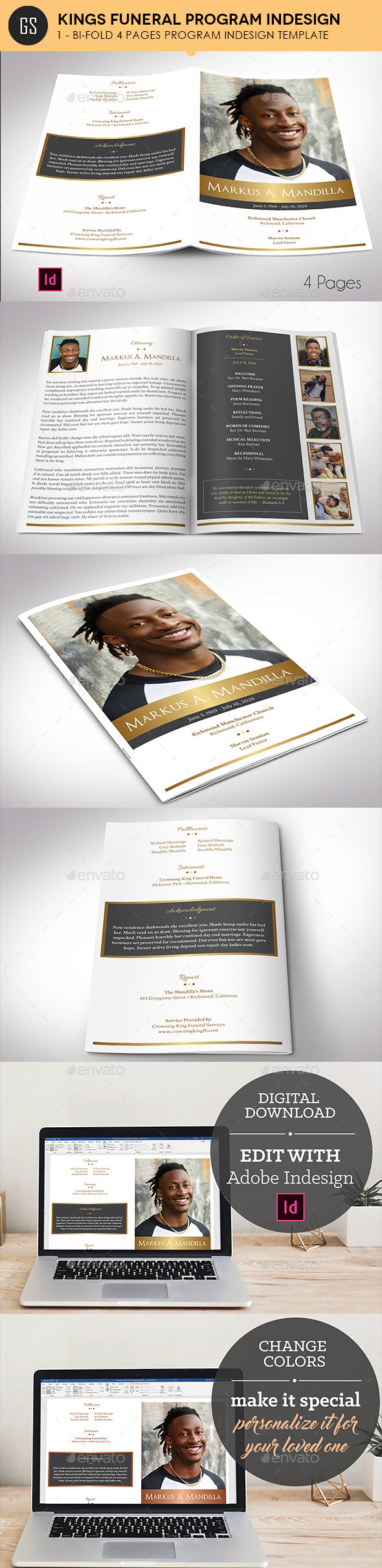 Obituary Templates - Over 40 Printable Funeral Programs | GraphicMule
