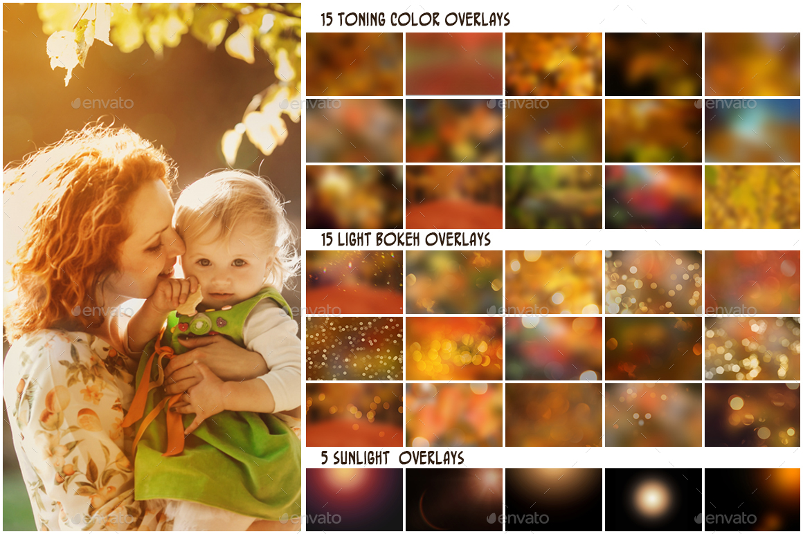 Autumn toning color and light photo overlays, Graphics | GraphicRiver