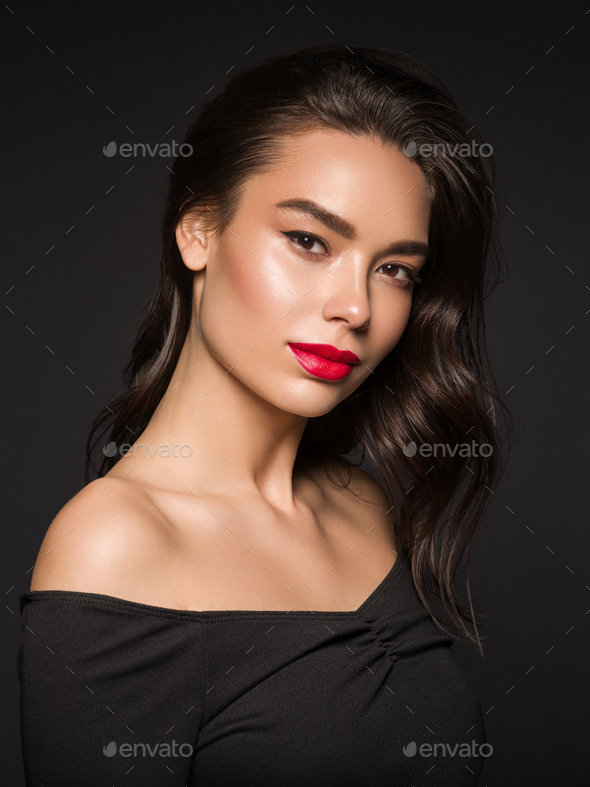 Asian woman beautiful face portrait beauty concept model Stock Photo by ...