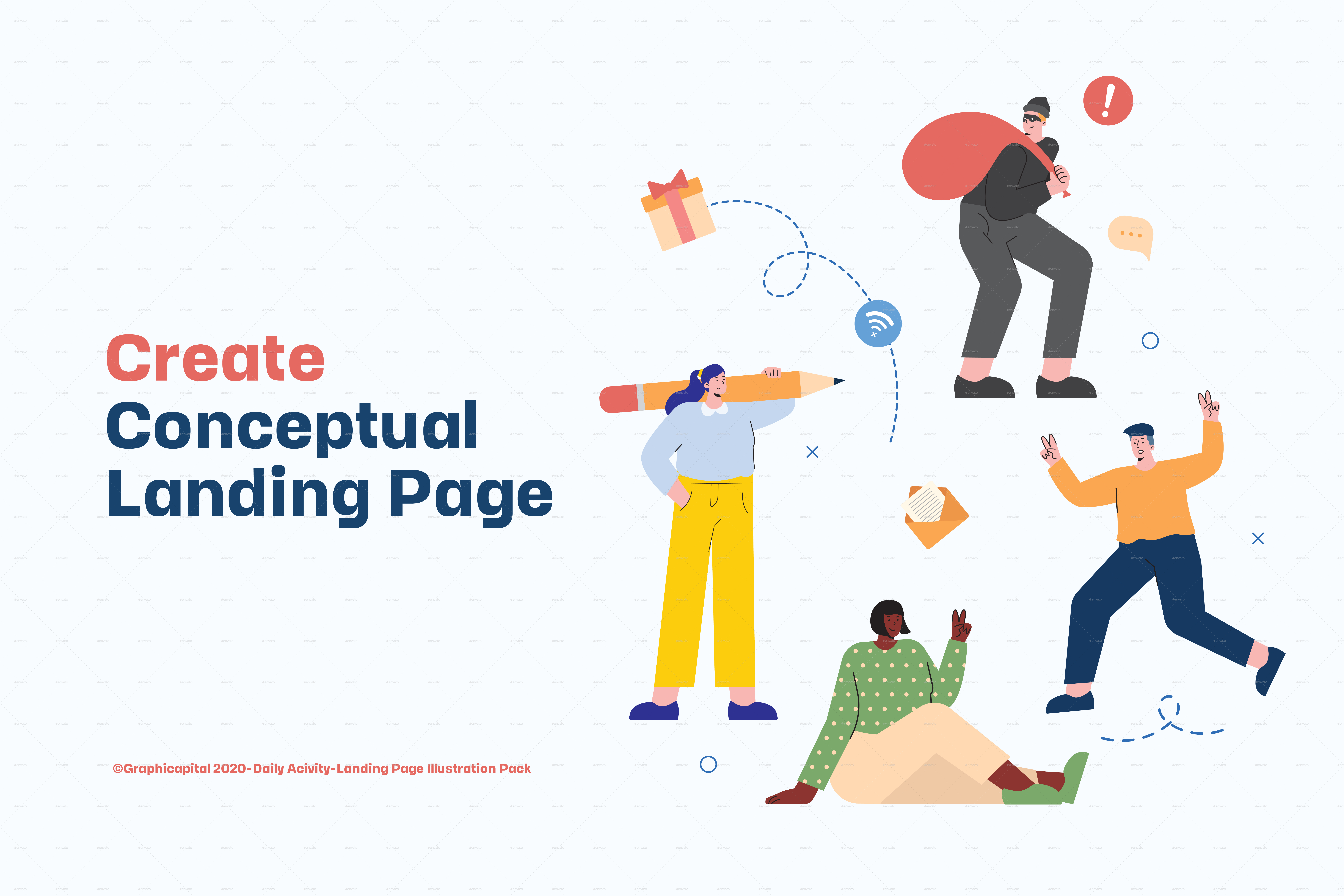 Daily Activity Landing Page Illustration, Vectors | GraphicRiver