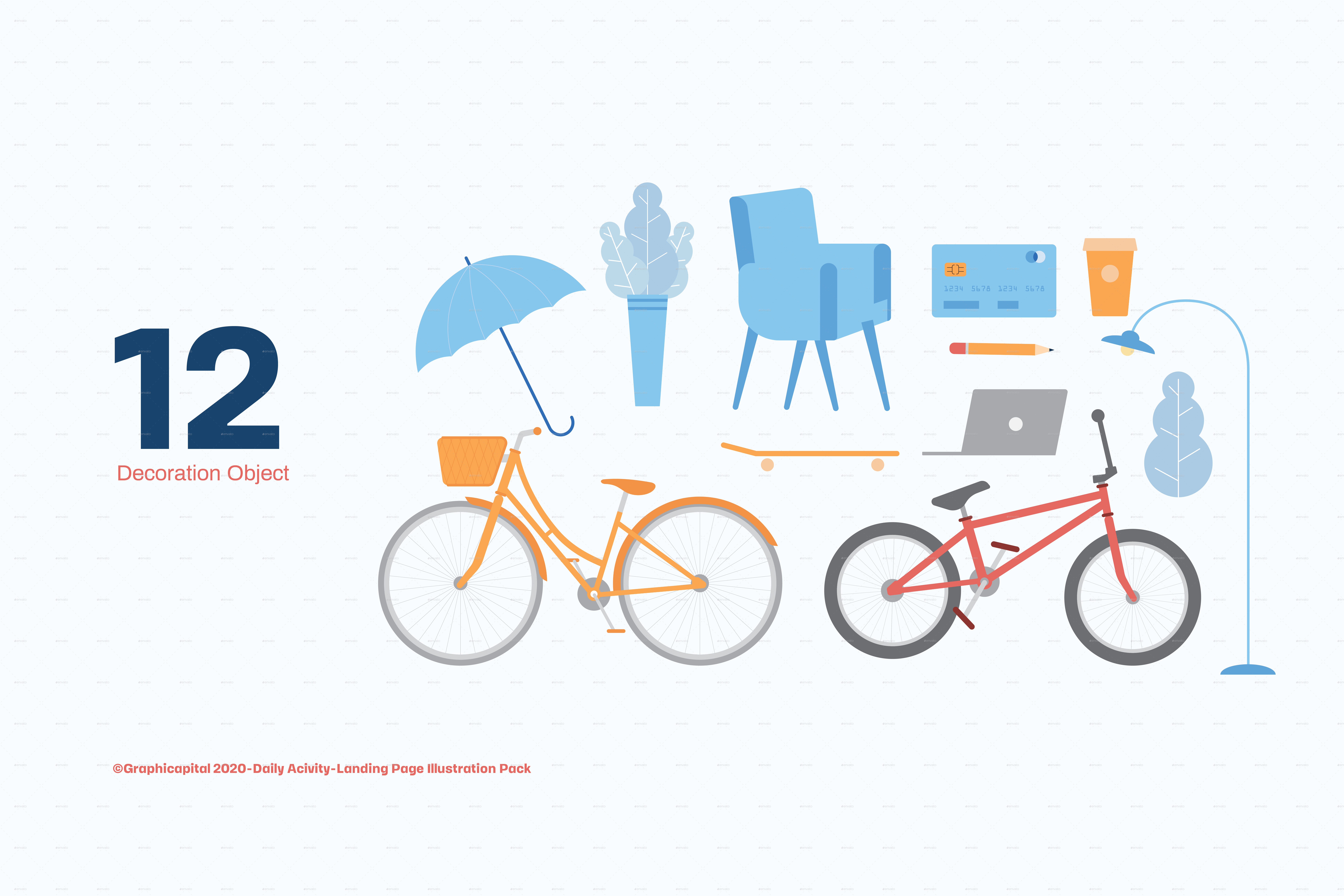 Daily Activity Landing Page Illustration, Vectors | GraphicRiver