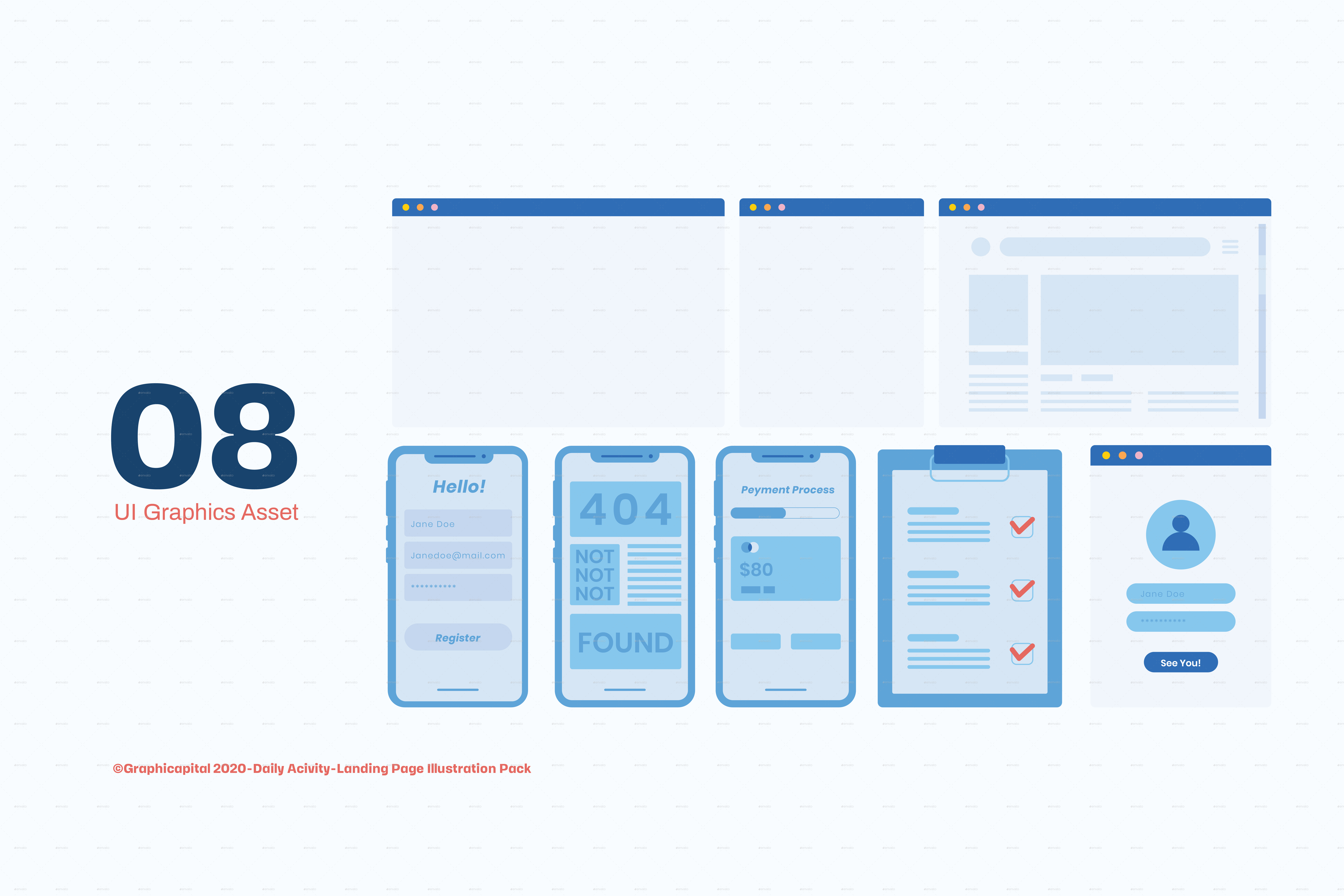 Daily Activity Landing Page Illustration, Vectors | GraphicRiver