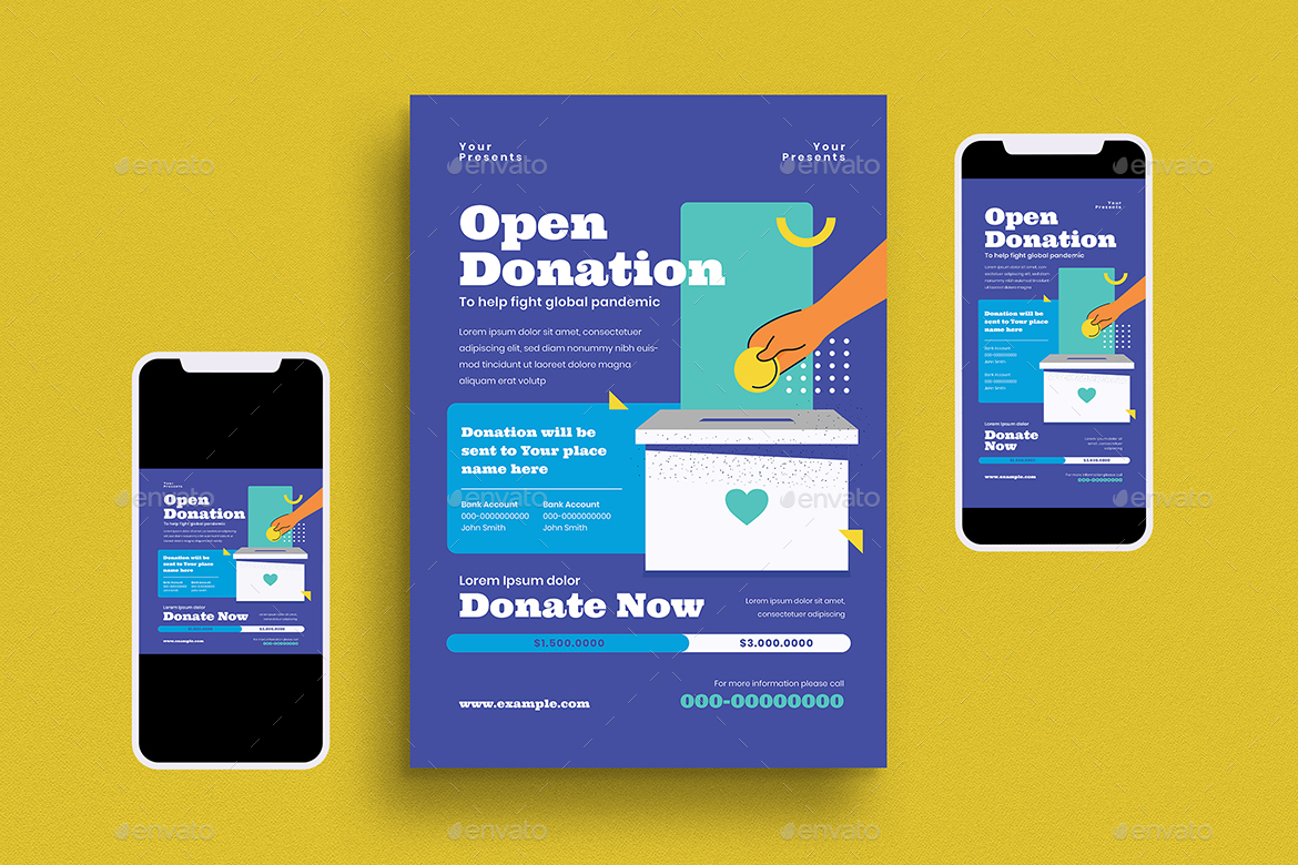 Open Donation Flyer Set, Print Templates | GraphicRiver