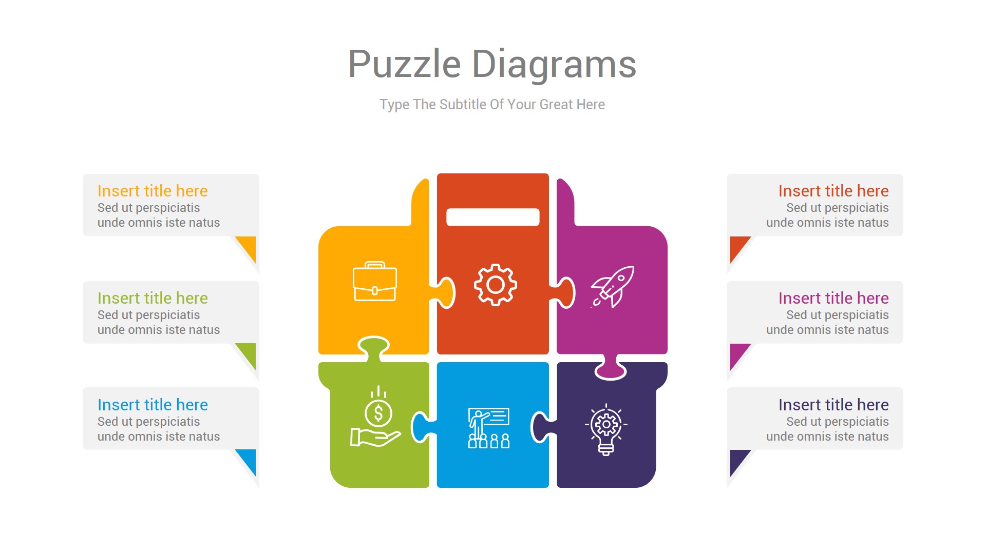 Puzzle Diagrams PowerPoint & Illustrator Template, Presentation Templates