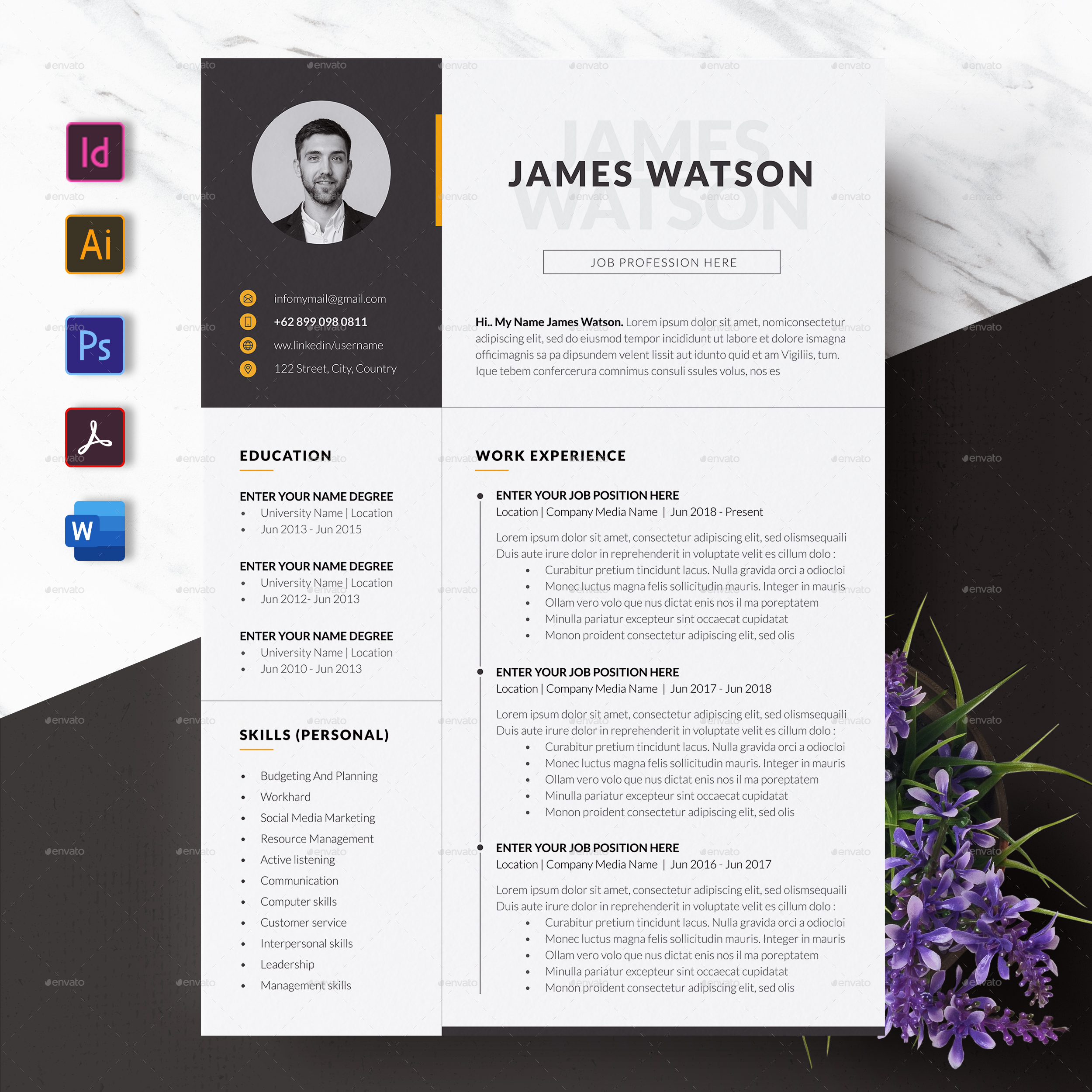 Modern Resume / CV Template, Print Templates | GraphicRiver