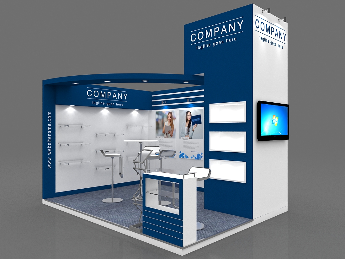 Exhibition Booth 3D Model - 4x3 mtr by piyushp78 | 3DOcean