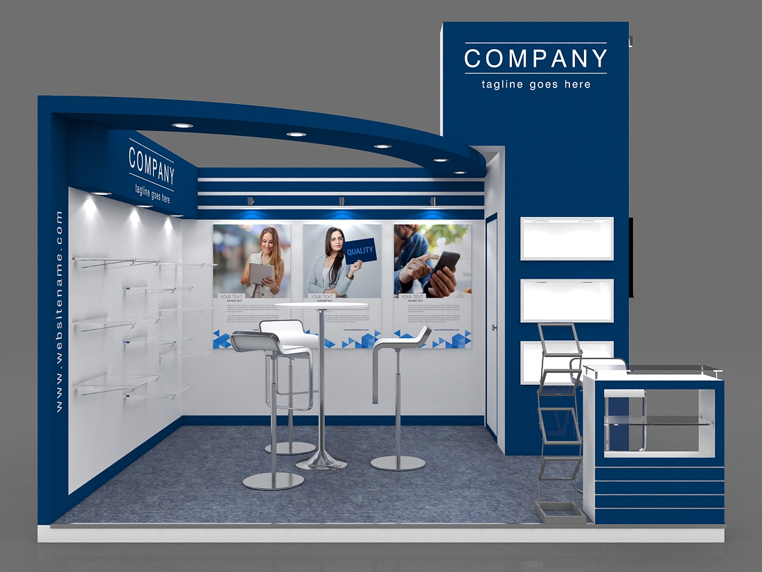Exhibition Booth 3D Model - 4x3 mtr by piyushp78 | 3DOcean