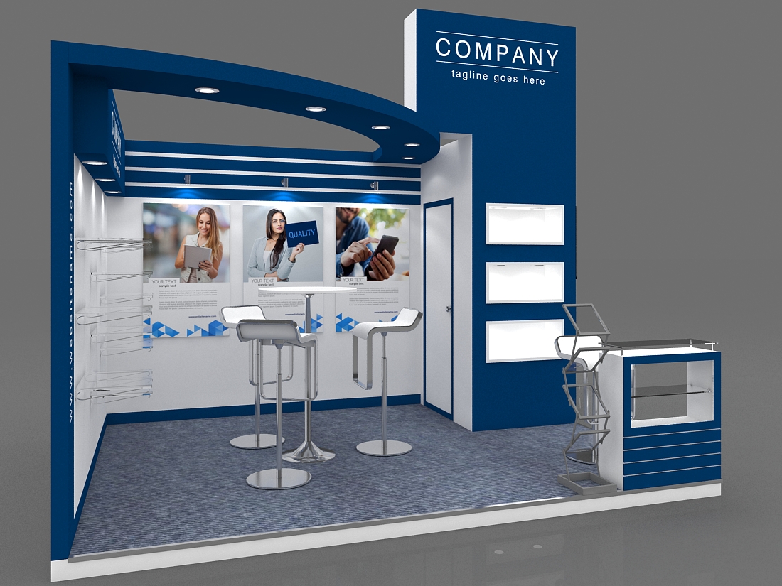 Exhibition Booth 3D Model - 4x3 mtr by piyushp78 | 3DOcean