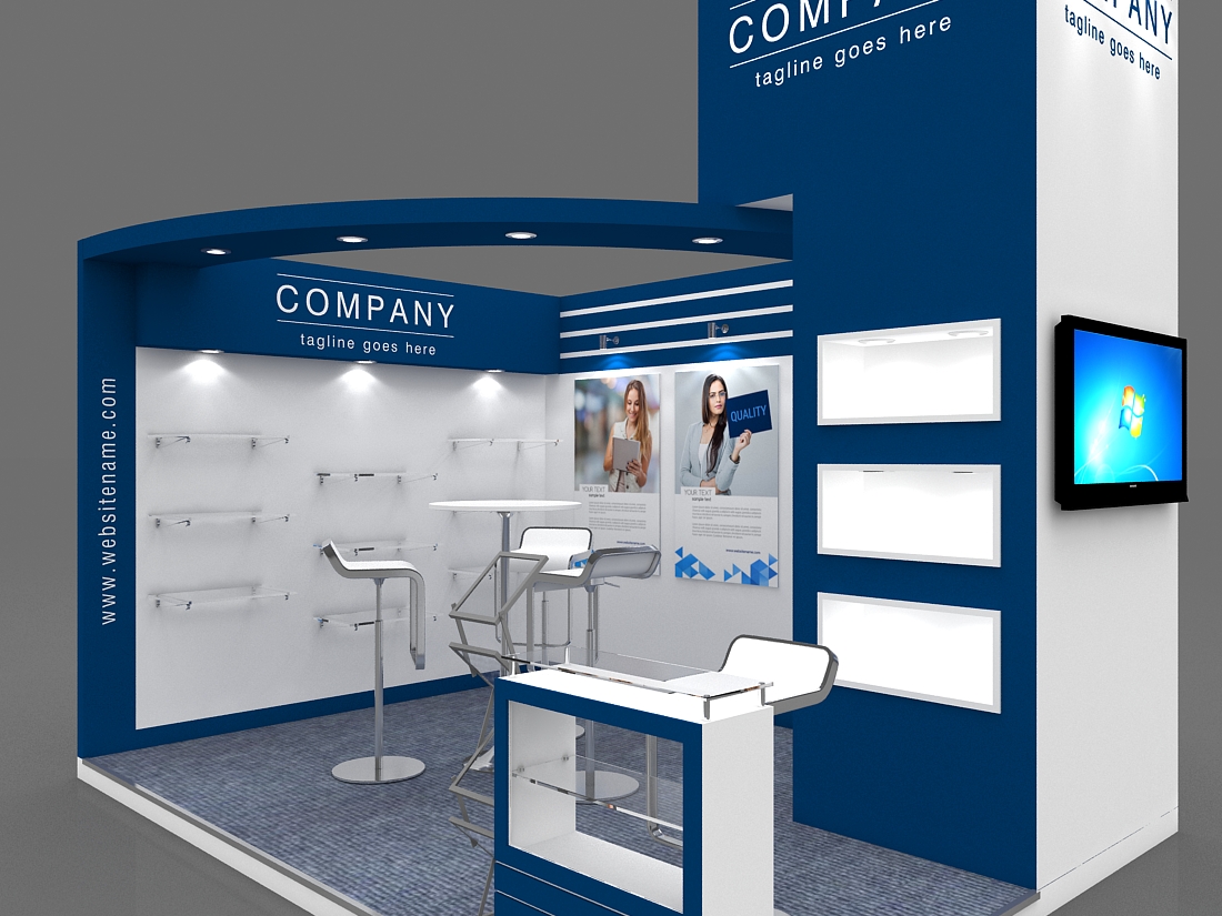 Exhibition Booth 3D Model - 4x3 mtr by piyushp78 | 3DOcean