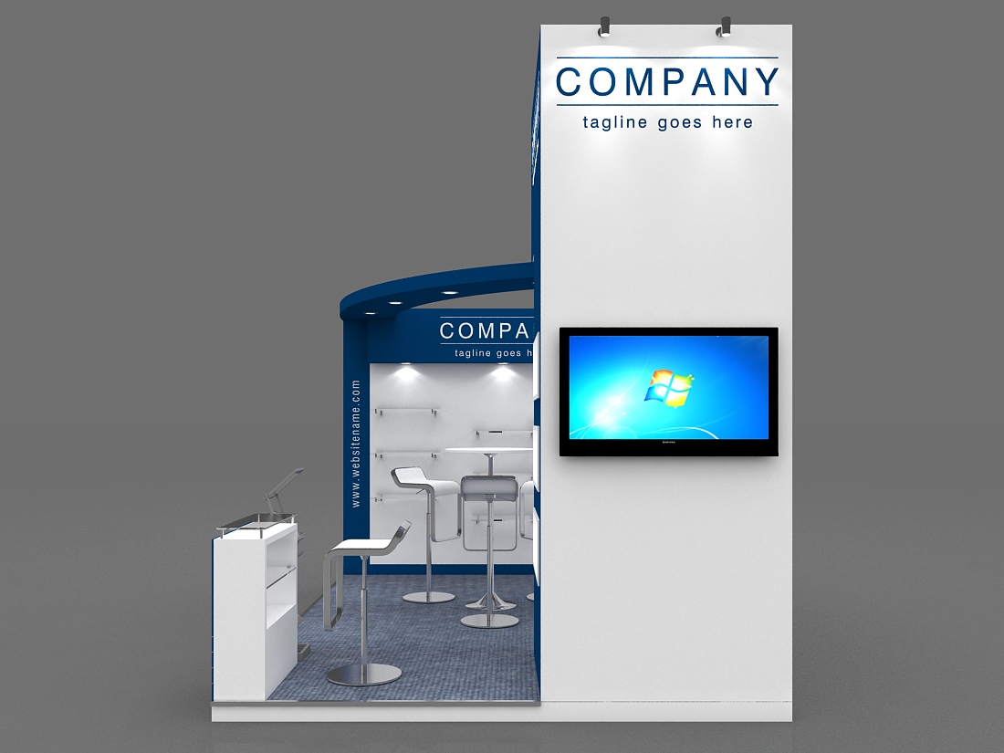 Exhibition Booth 3D Model - 4x3 mtr by piyushp78 | 3DOcean