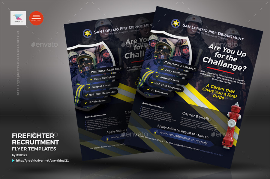 Firefighter Recruitment Flyer Templates, Print Templates | GraphicRiver