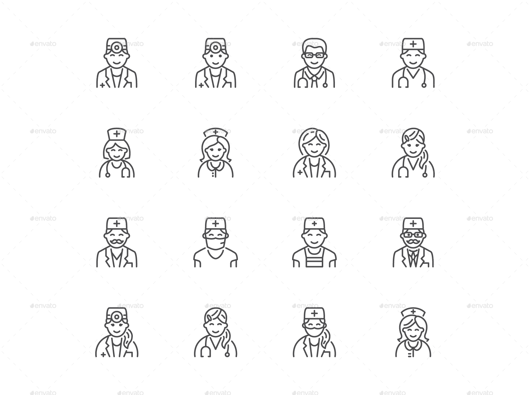 Doctors Line Icons, Icons | GraphicRiver