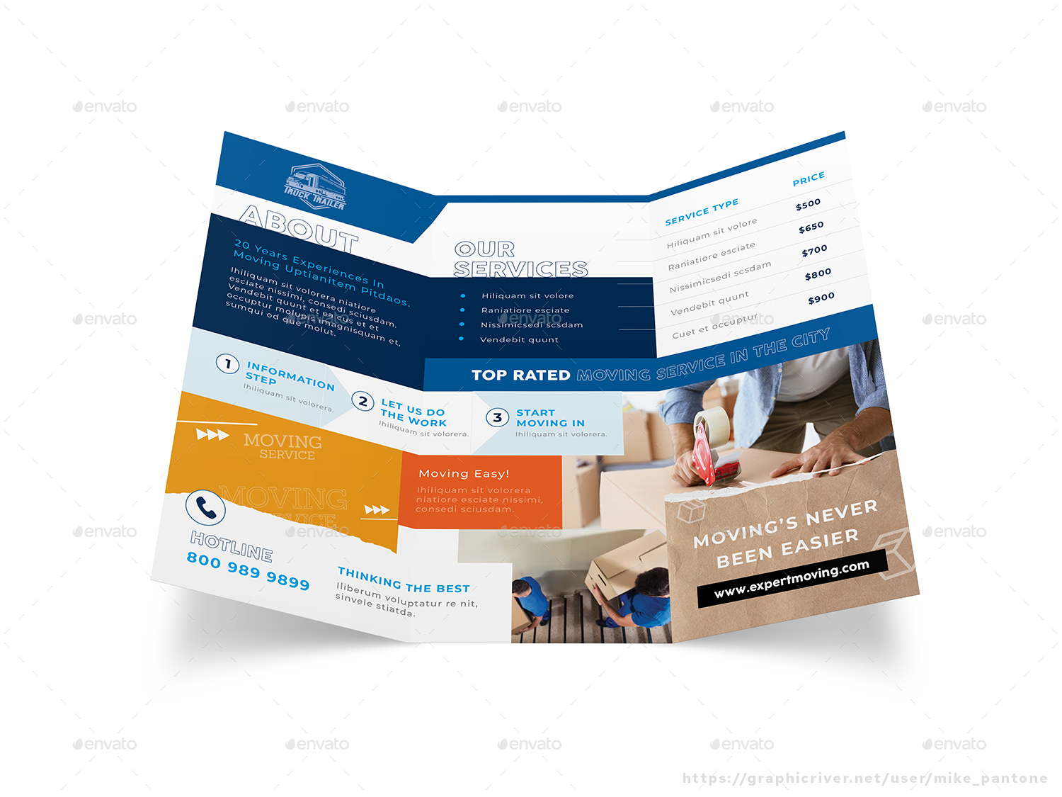 Moving Service Trifold Brochure 3, Print Templates | GraphicRiver