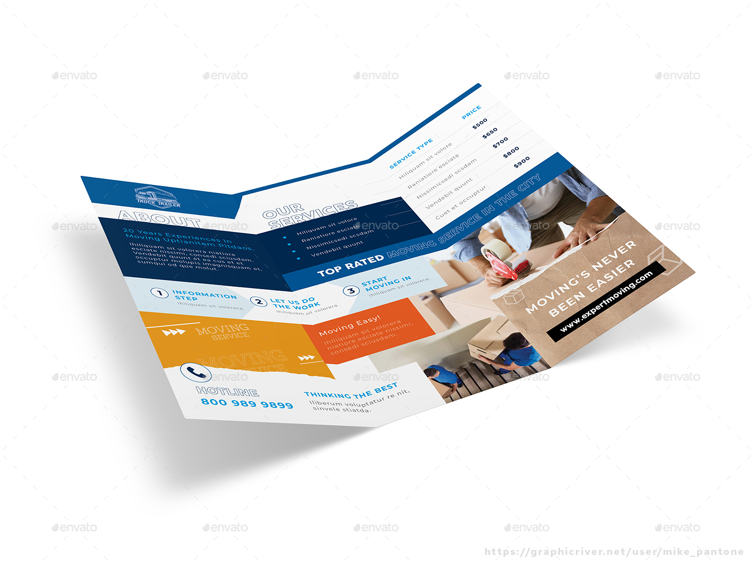 Moving Service Trifold Brochure 3, Print Templates | GraphicRiver