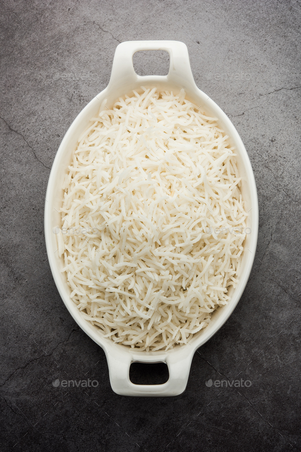 Boiled Indian Basmati rice served in a bowl Stock Photo by ...