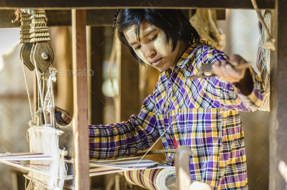 55056,Asian girl weaving fabric Stock Photo by Mint_Images | PhotoDune