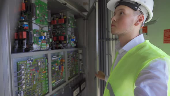 Electrical panel. Electrical engineer., Stock Footage | VideoHive