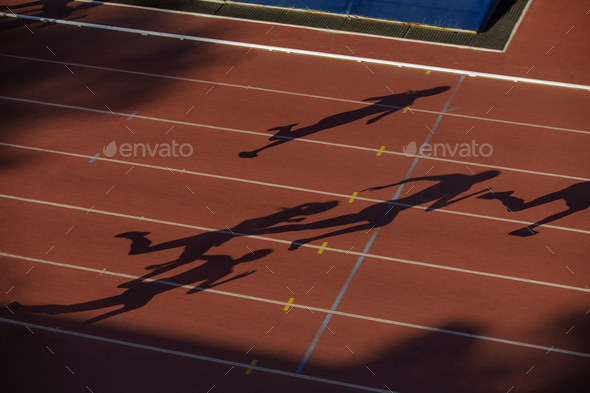 girl runner stand on starting line Stock Photo by realsportsphotos