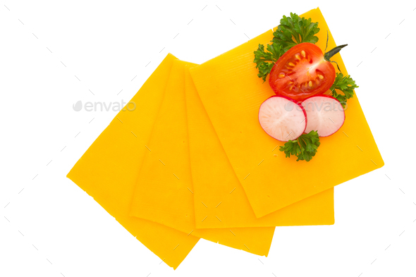 Cheddar cheese slice isolated on the white background. Stock Photo by ...
