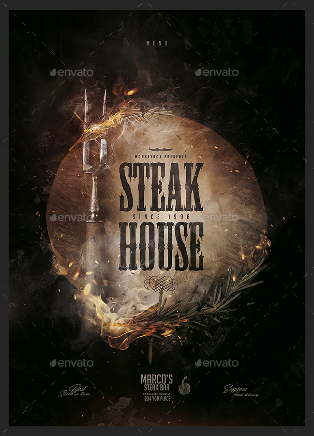Bar Menu Template Steak House, Print Templates | GraphicRiver