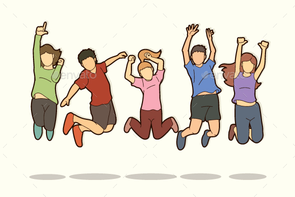 Group of Children Jumping, Vectors | GraphicRiver