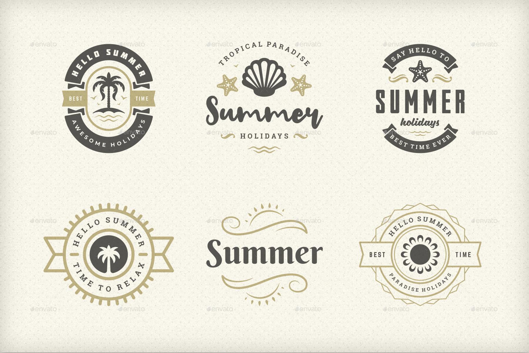 Summer Holidays Emblems & Badges, Web Elements | GraphicRiver