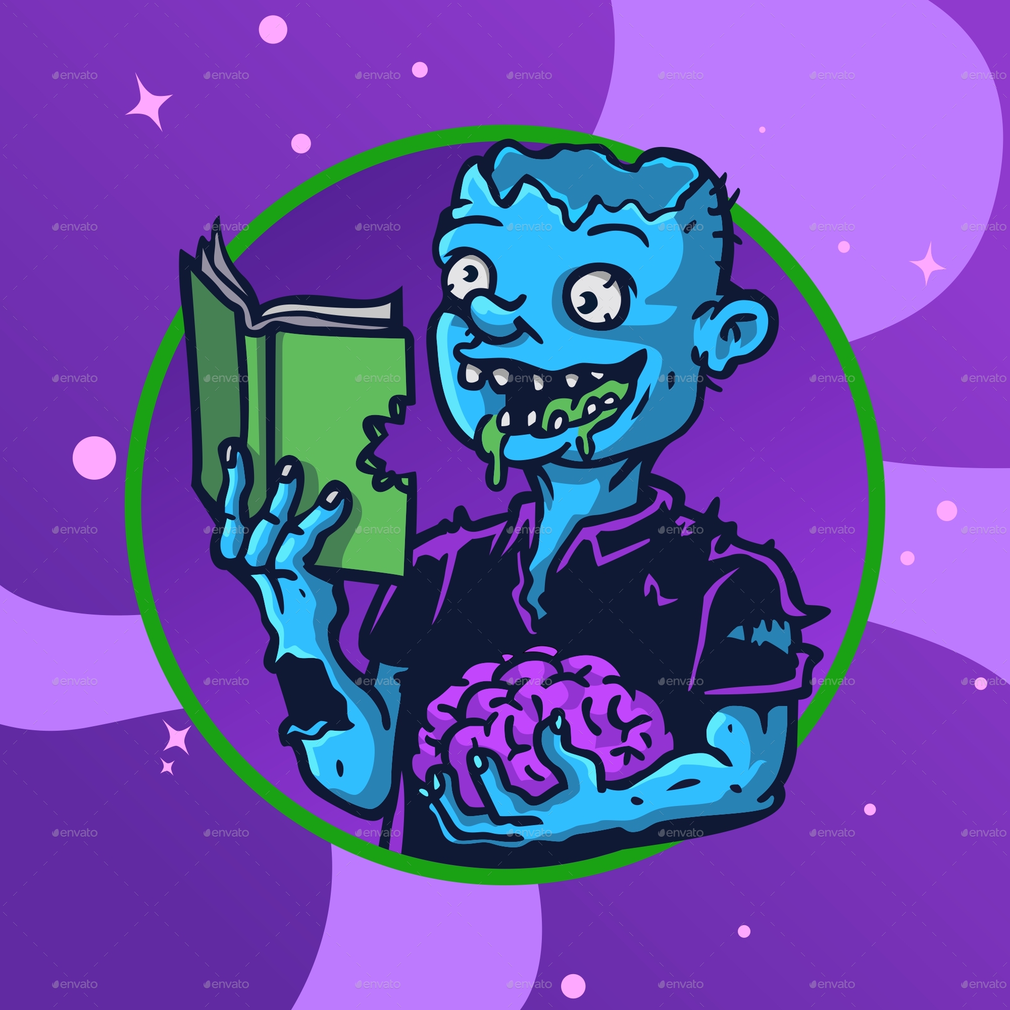 Zombie Reading The Book Design Fantasy, Vectors | GraphicRiver