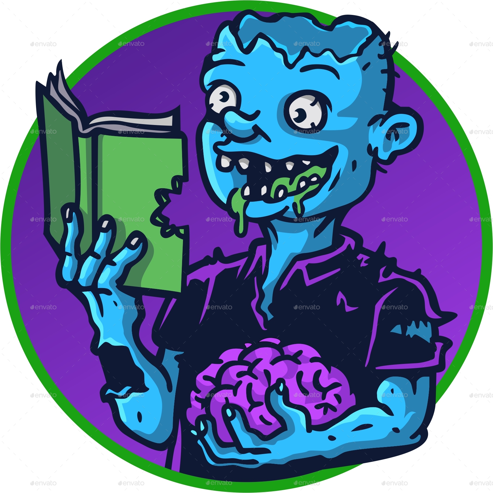 Zombie Reading The Book Design Fantasy, Vectors | GraphicRiver